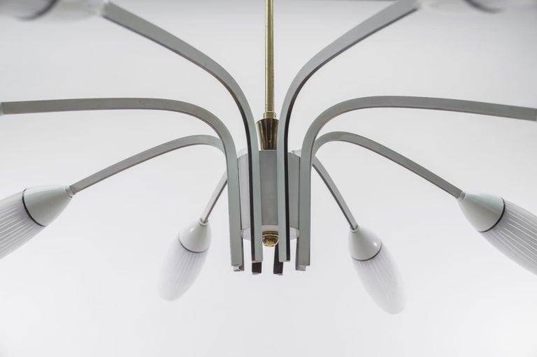 Ceiling 8-Light Sputnik Lamp in the Manner of Arteluce, Italy 1950s For ...