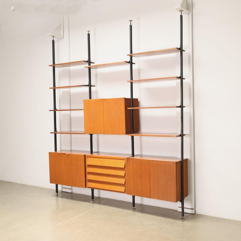 Ceiling Bookcase Teak Veneer, Italy, 1950s-1960s at 1stDibs