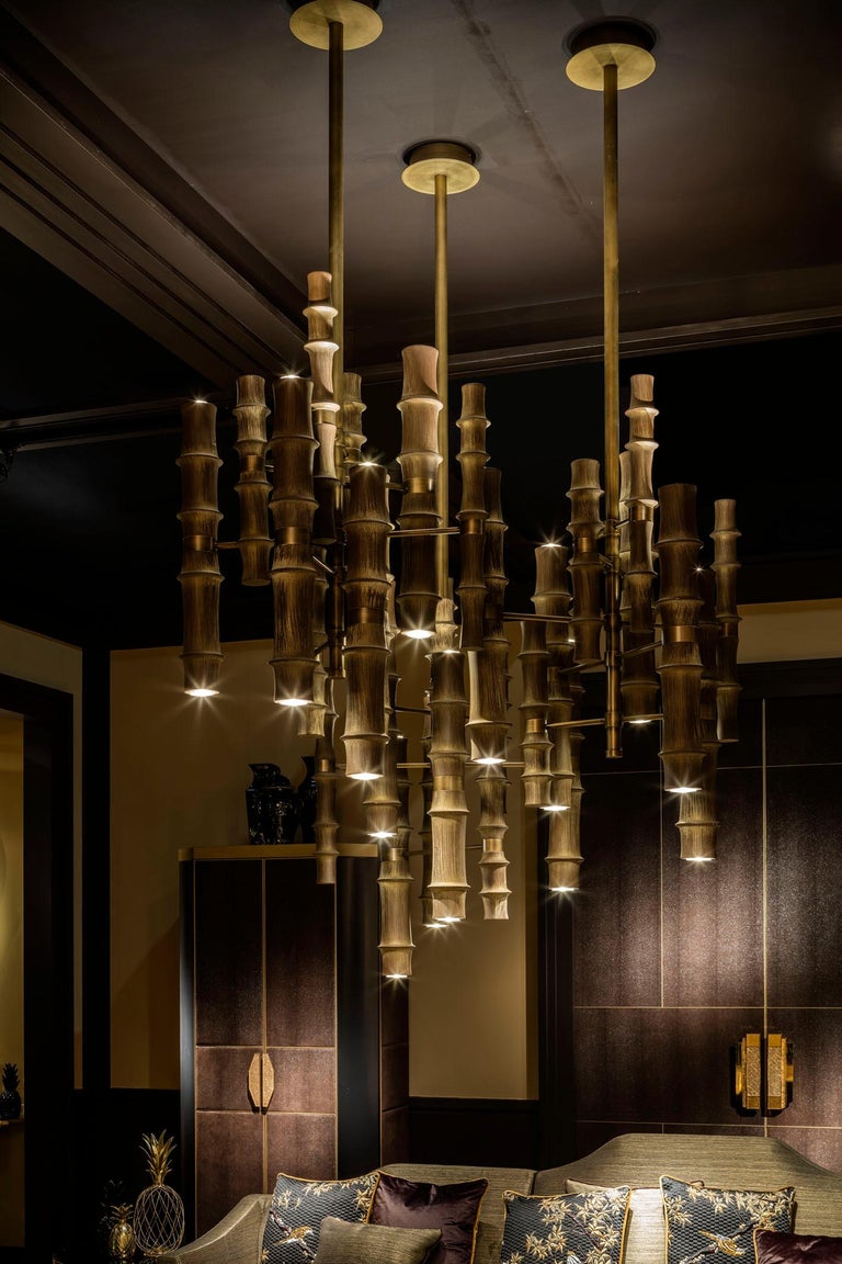 Ceiling Lamp Bronzed Metal Frame Elemts Antique Bronze Finish Decorated ...