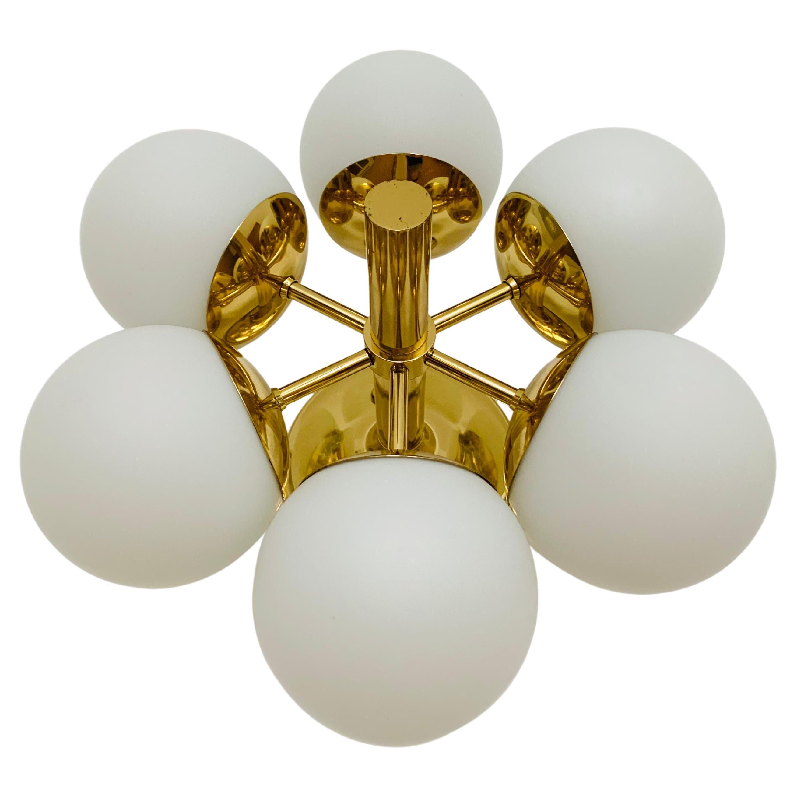 Unused 60s Atomic Space Age Kaiser Leuchten metal ceiling lamp 12 glass ...