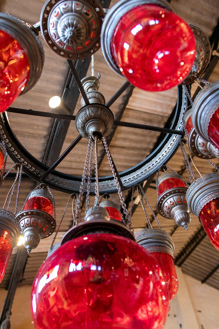 Ceiling Lamp Made of Metal, Iron and Decorative Glass in Red Colour For ...