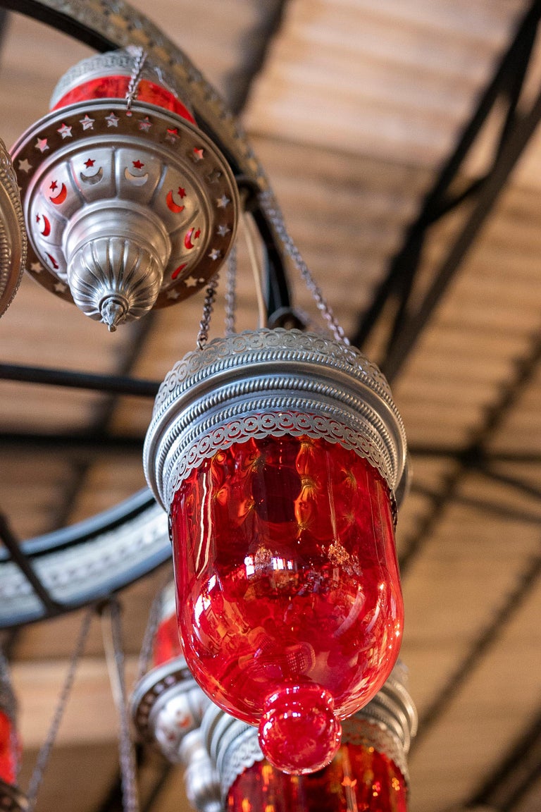 Ceiling Lamp Made of Metal, Iron and Decorative Glass in Red Colour For ...