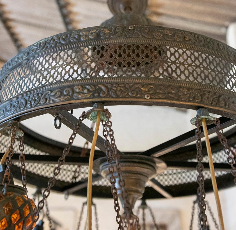 Ceiling Lamp Made of Metal, Iron and Glass in Red Colour For Sale at ...