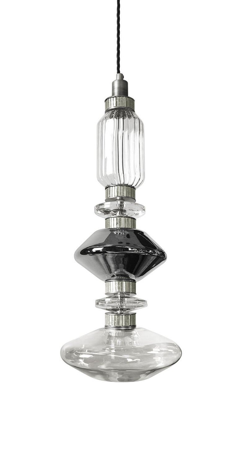 Ceiling Lamp with Pyrex Glass Elements in Amber-Smoked Finish, Bronzed ...