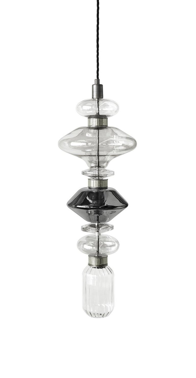 Ceiling Lamp with Pyrex Glass in Amber-Smoked, Decorative Elements ...