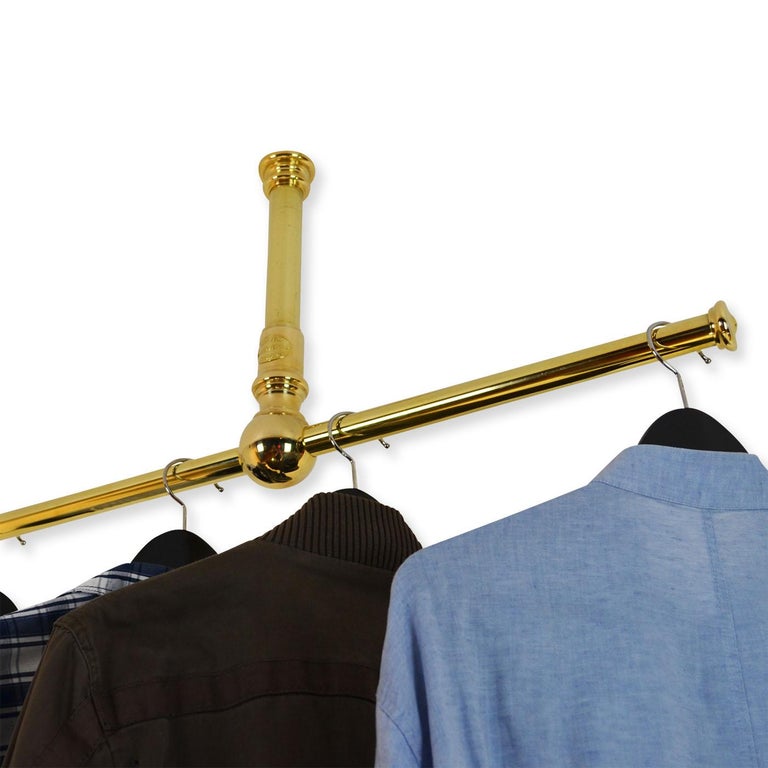Ceiling Mounted Clothes Rail with Single Fixing Point, Solid Brass For ...