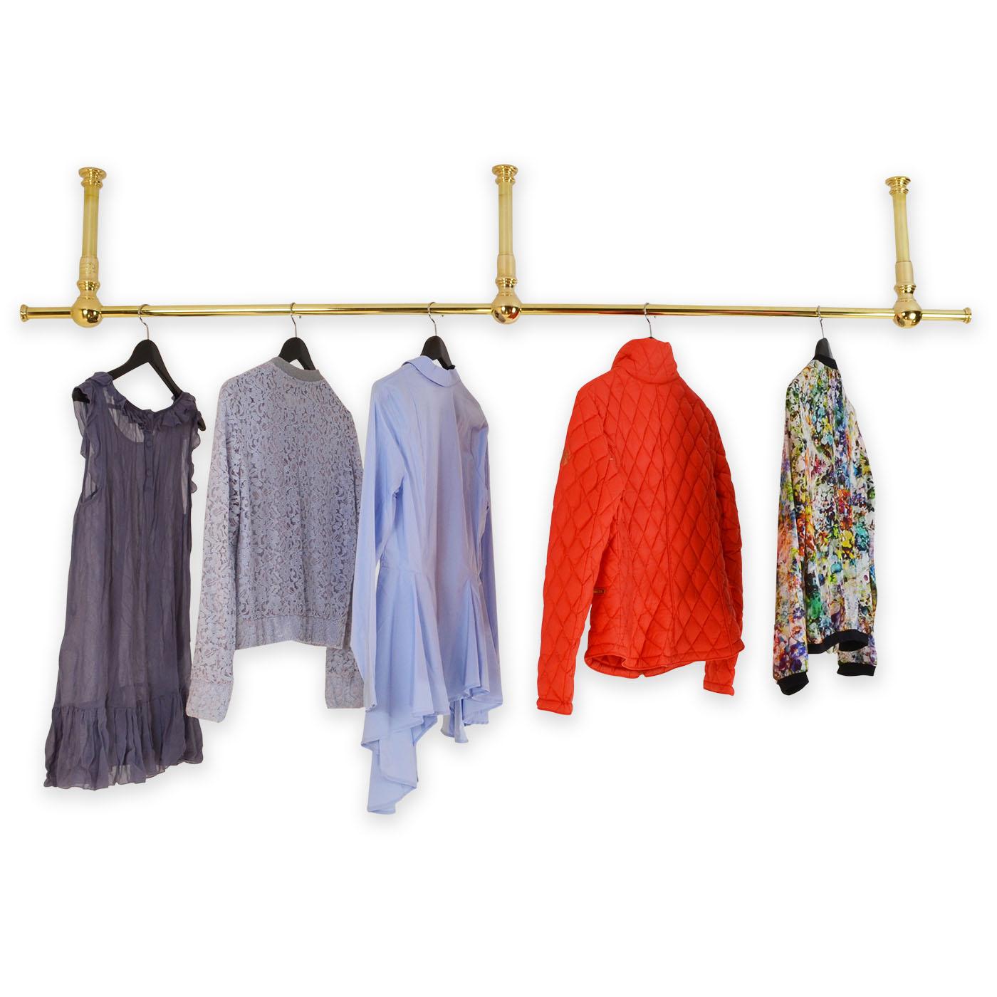 Ceiling Mounted Clothes Rail with Triple Fixing Points, Solid Brass For ...