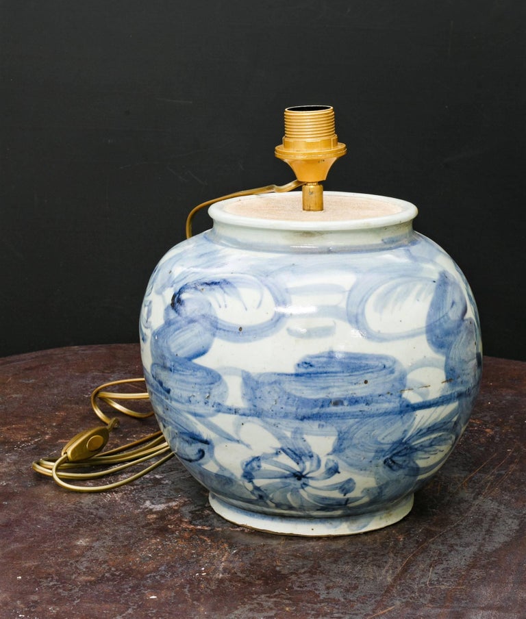 Two Celadon and Blue Glazed Stoneware Table Lamps at 1stDibs