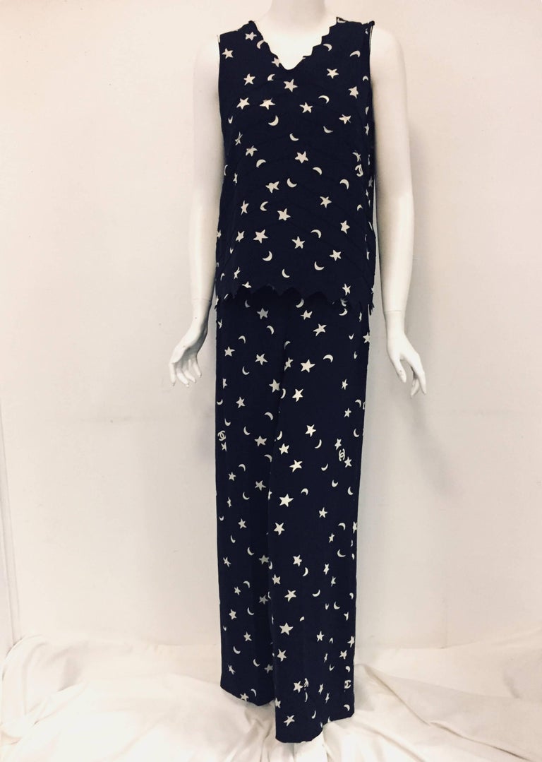 Celestial Chanel 4 Piece Stars and Moon Ensemble in Ivory and Navy Blue ...