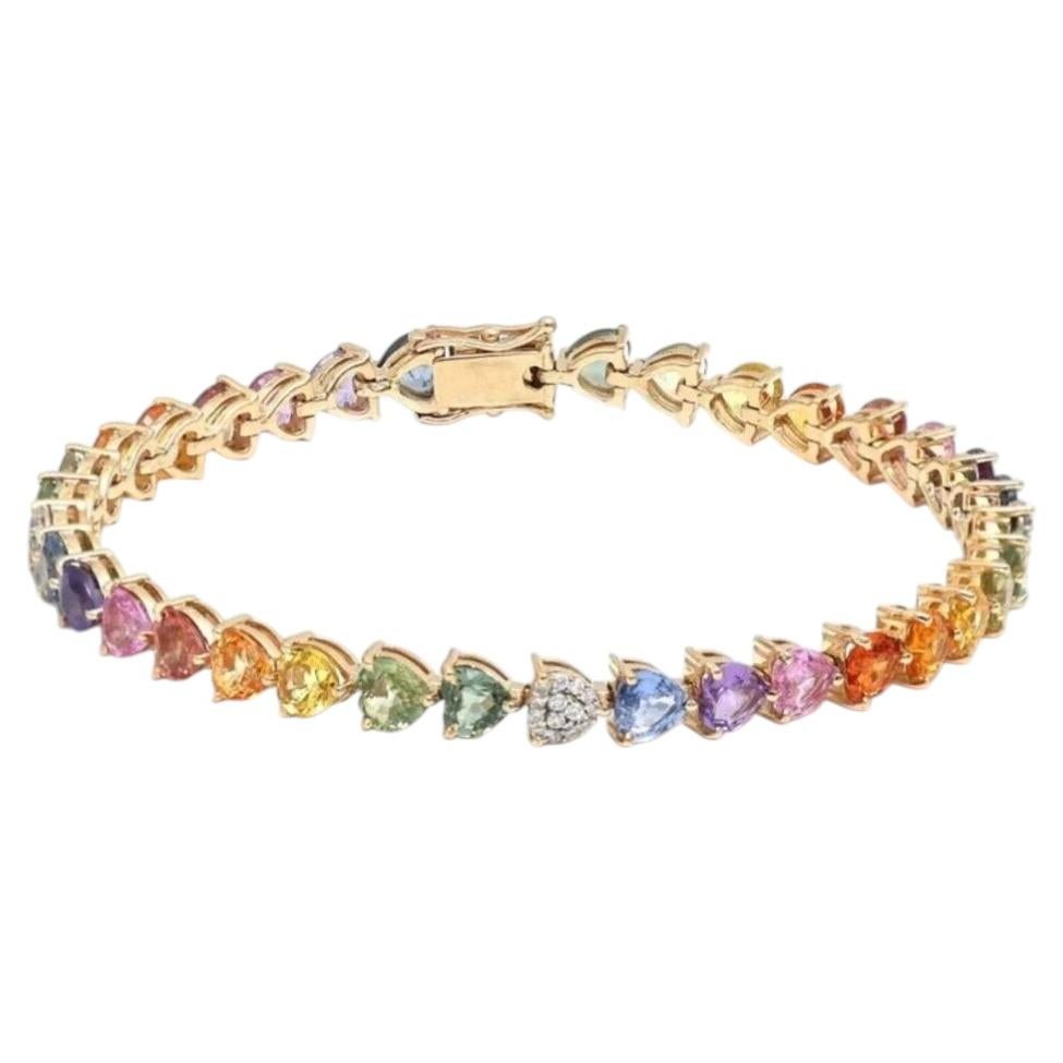 Multicolor Diamond 14K (18K Custom) Gold Tennis Bracelet For Sale at ...