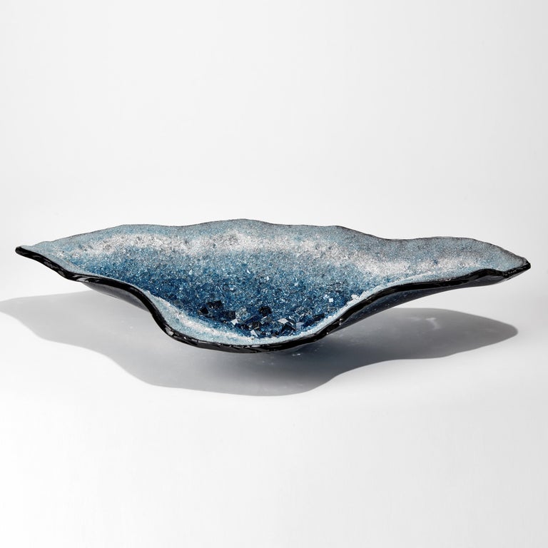 Celestine IV, Aqua, Grey and Clear Glass Sculpture / Centrepiece by ...