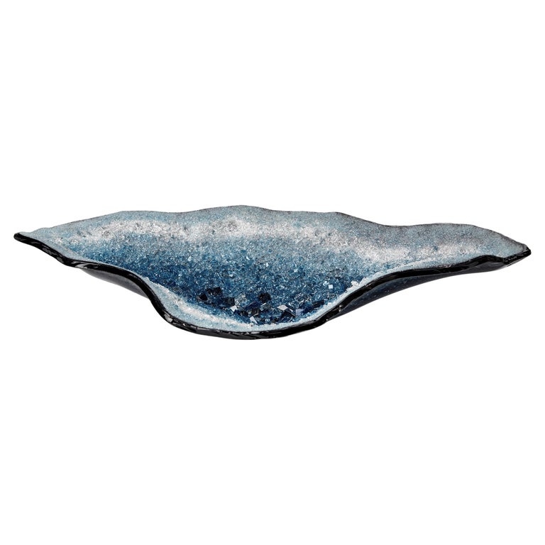 Celestine IV, Aqua, Grey and Clear Glass Sculpture / Centrepiece by ...