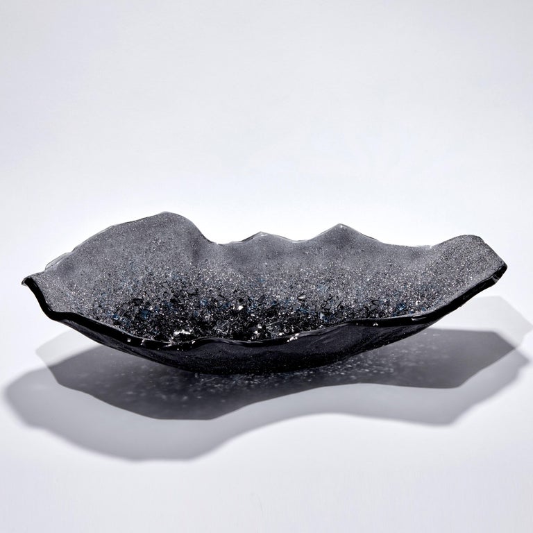 Celestine V, black and Grey Sparkly Glass Sculptural Centrepiece by ...