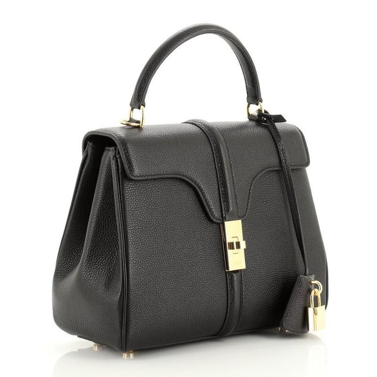 Celine 16 Top Handle Bag Grained Calfskin Small at 1stDibs | celine bag ...