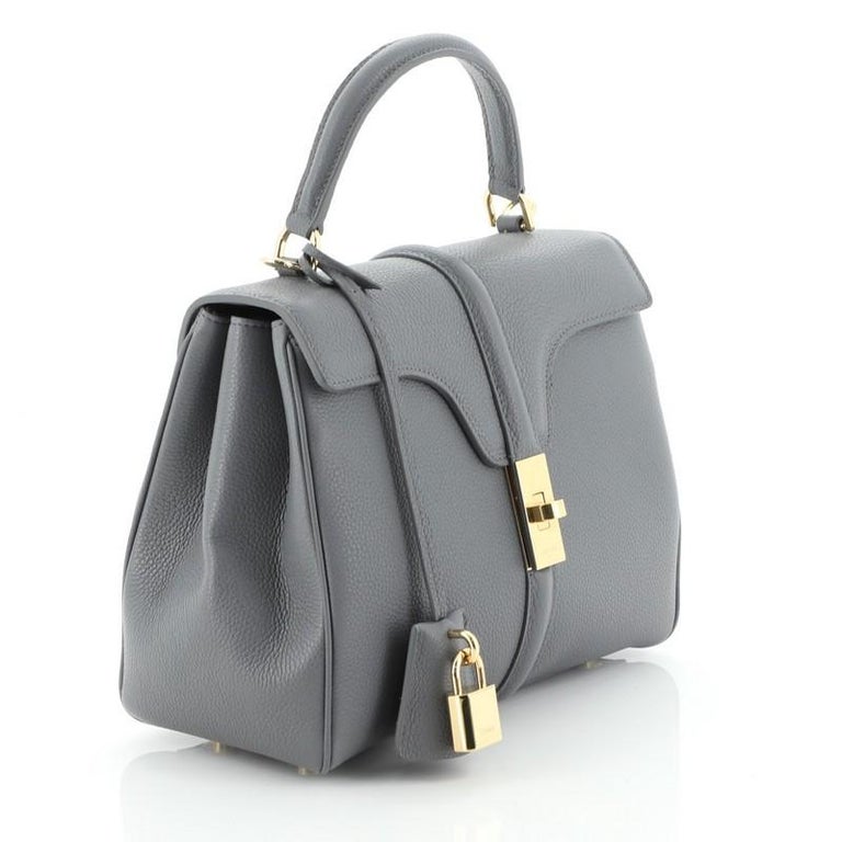Celine 16 Top Handle Bag Grained Calfskin Small at 1stDibs