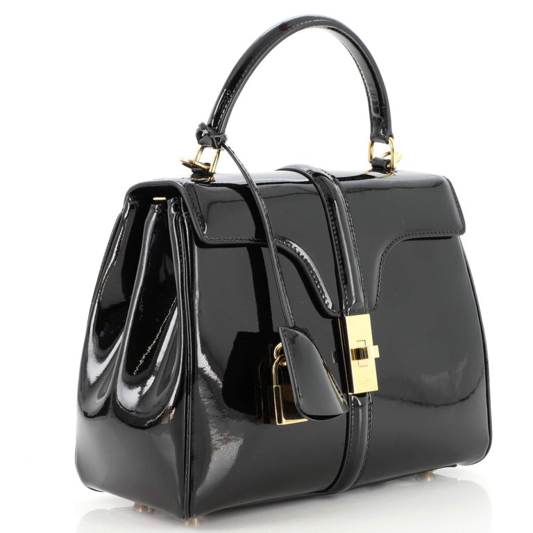 Celine 16 Top Handle Bag Patent Small For Sale at 1stDibs