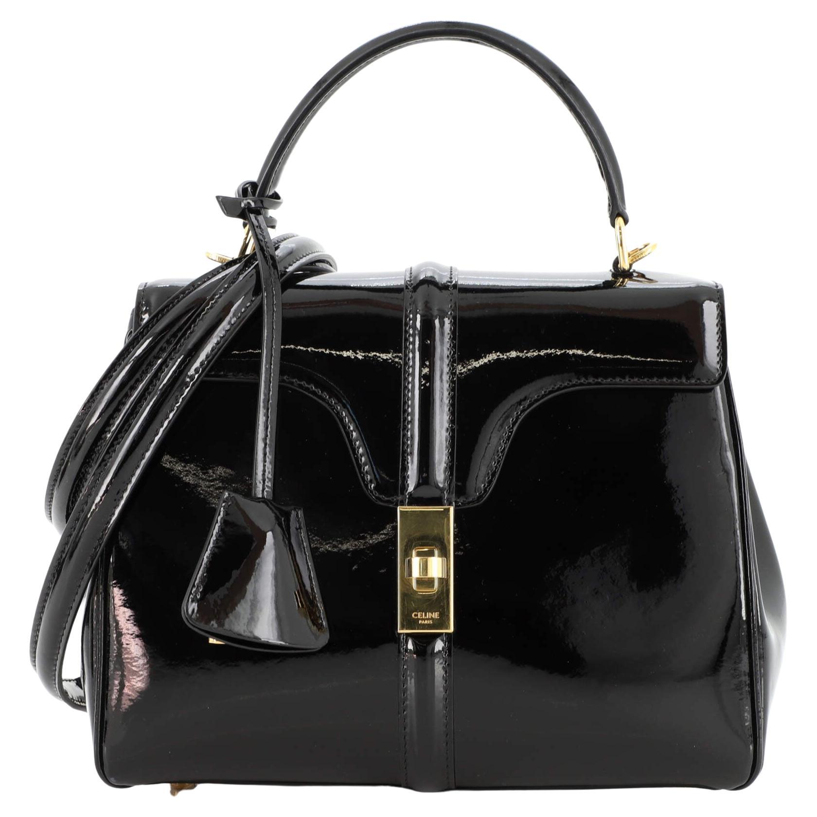 Celine 16 Top Handle Bag Patent Small For Sale at 1stDibs