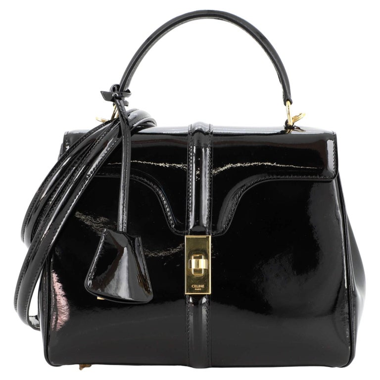 Celine 16 Top Handle Bag Patent Small For Sale at 1stDibs