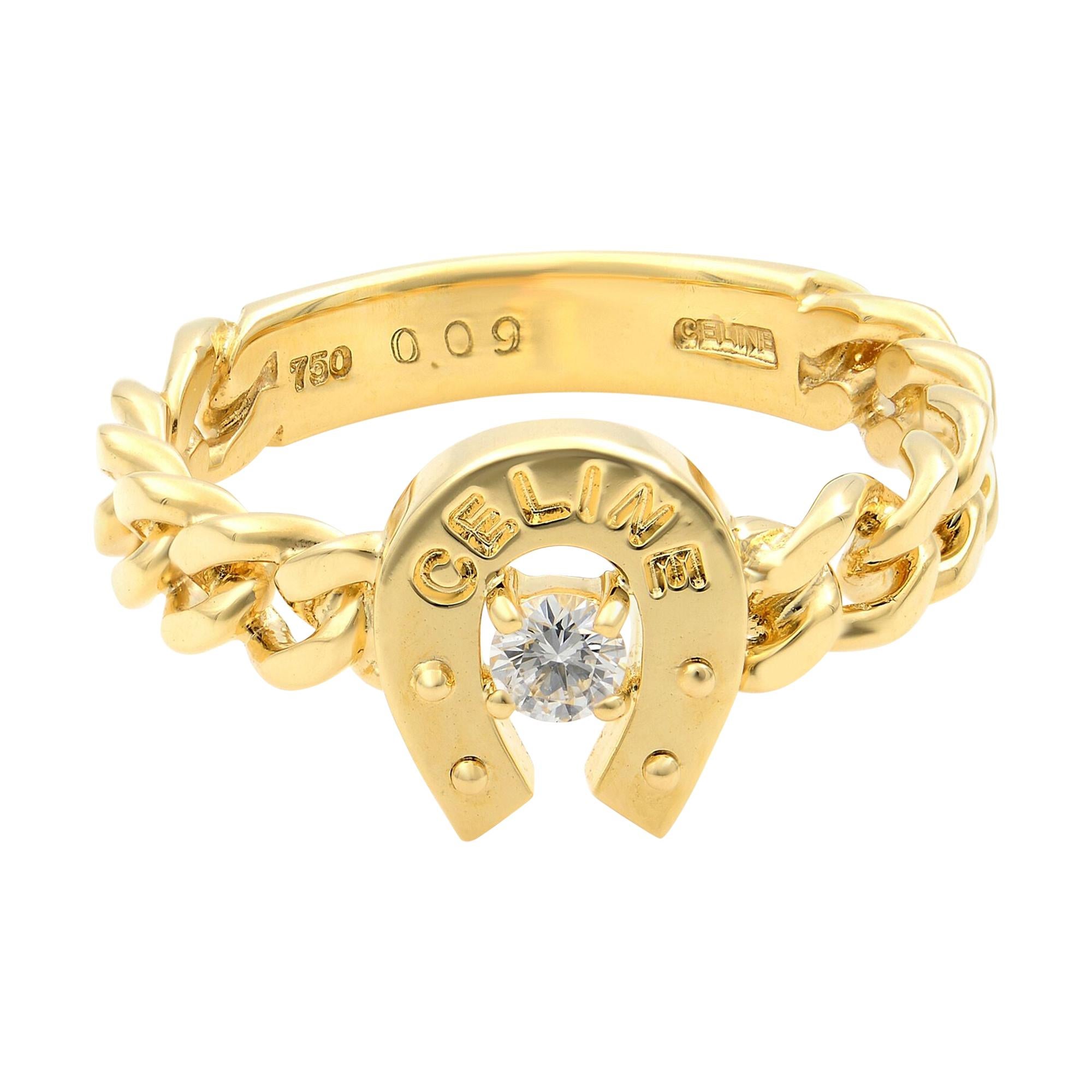 Celine 18 Karat Yellow Gold Diamond Ring 0.09 Carat at 1stDibs