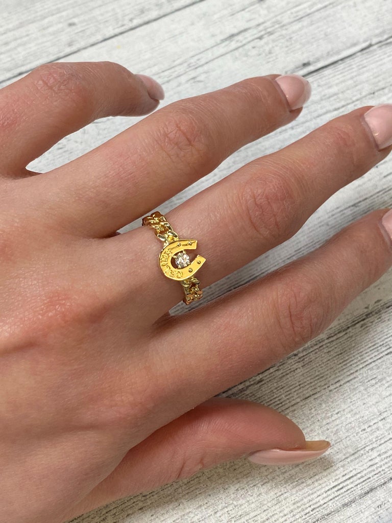 Celine 18 Karat Yellow Gold Diamond Ring 0.09 Carat at 1stDibs