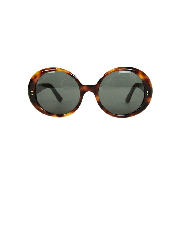 Celine 2019 Brown Tortoise Round-Frame Acetate Sunglasses For Sale at ...