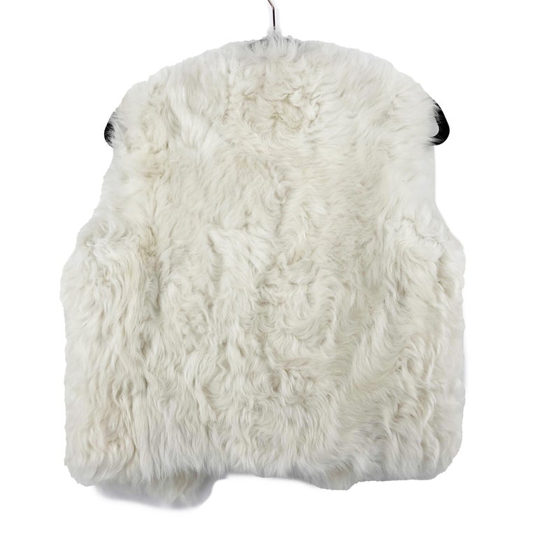 Celine 2020 Shearling Vest Jacket Waistcoat Ivory 34 US 2 XS For Sale ...