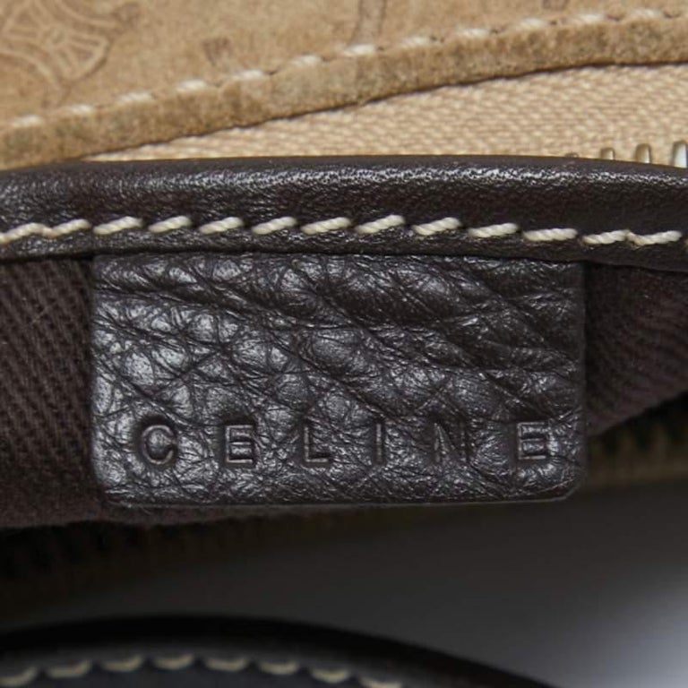 Celine Beige Embossed Suede Vintage Ava Hobo For Sale at 1stDibs