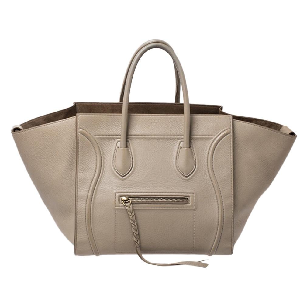 Celine Beige Leather Medium Phantom Luggage Tote For Sale at 1stDibs