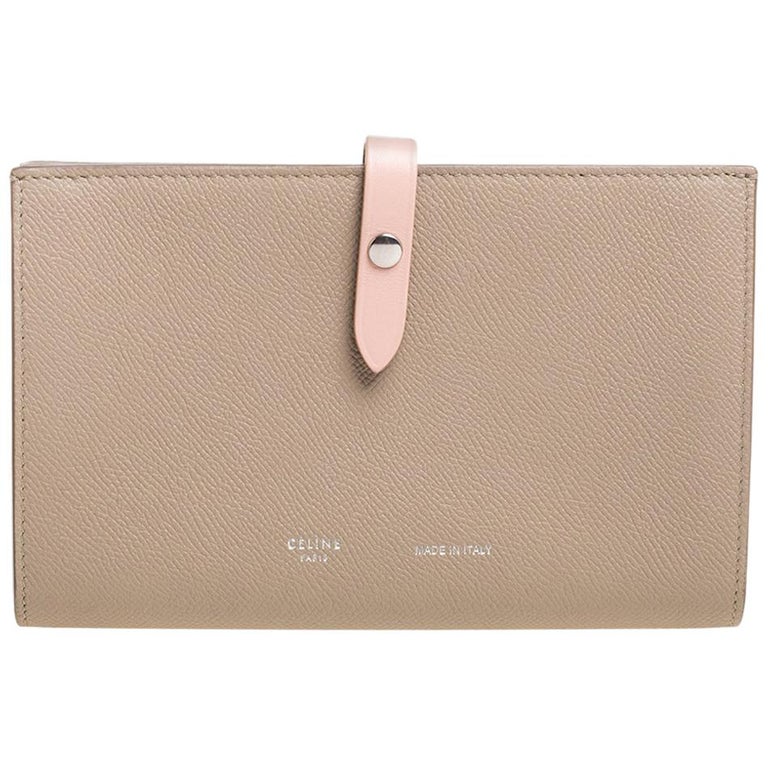 Celine Beige/Pink Leather Large Multifunction Strap Wallet at 1stDibs