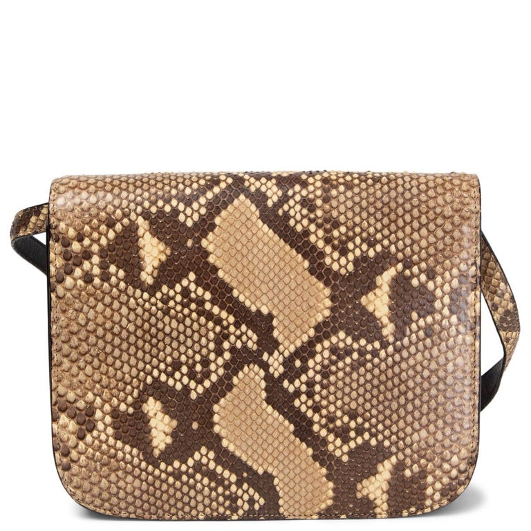 CELINE beige PYTHON CLASSIC MEDIUM Shoulder Bag For Sale at 1stDibs