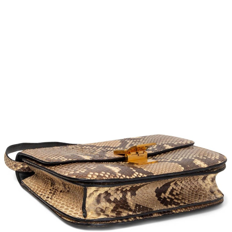 CELINE beige PYTHON CLASSIC MEDIUM Shoulder Bag For Sale at 1stDibs