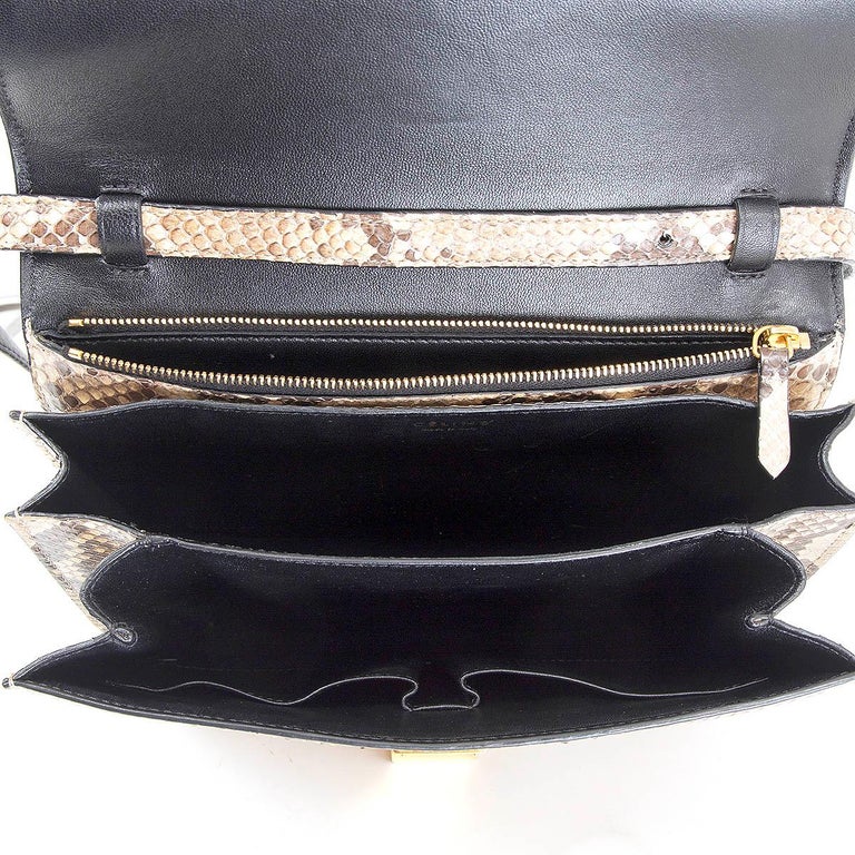 CELINE beige PYTHON CLASSIC MEDIUM Shoulder Bag For Sale at 1stDibs