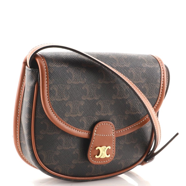 Celine Besace Flap Bag Triomphe Coated Canvas Mini at 1stDibs | besace ...