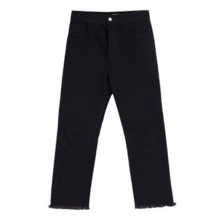 Celine Black Denim Freyed Hem Straight Leg Jeans For Sale at 1stDibs