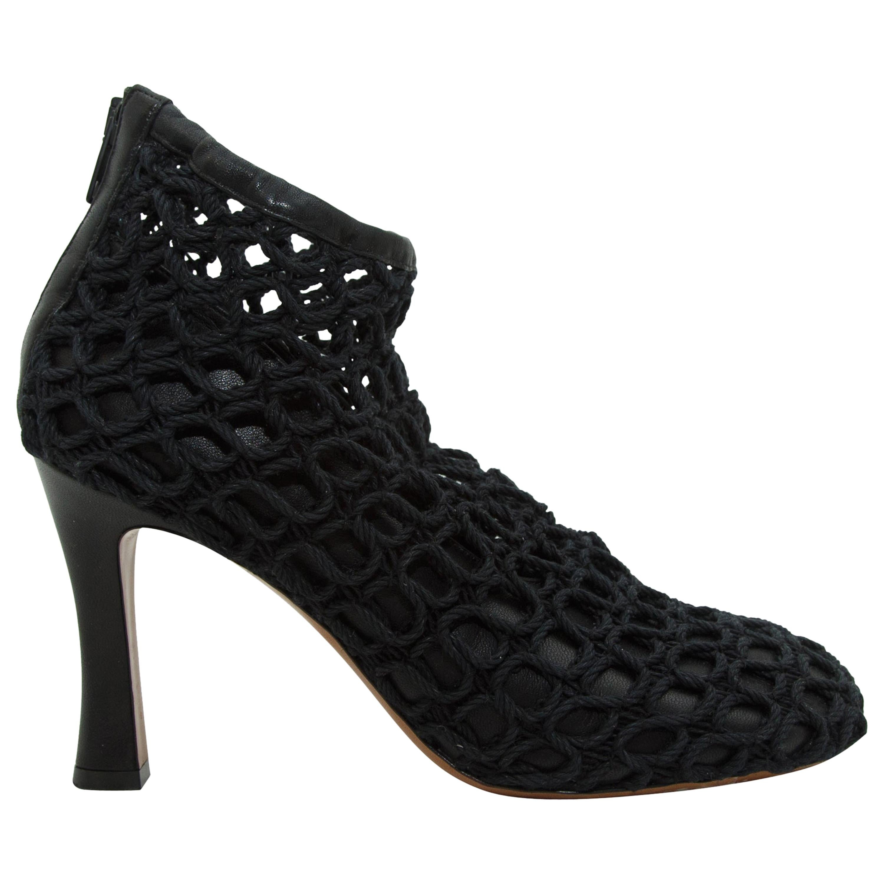 Celine Black Knotted Rope and Leather Ankle Boots at 1stDibs
