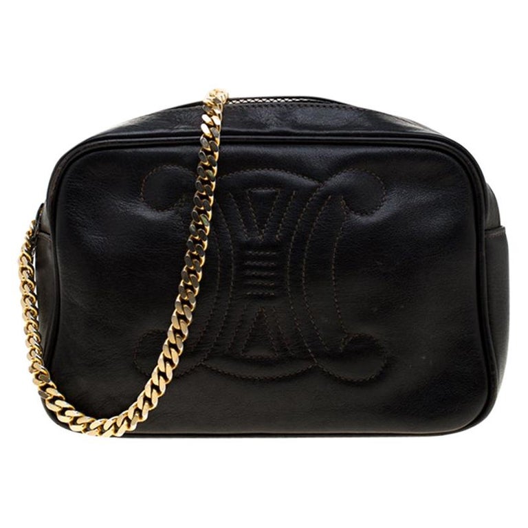 Celine Black Leather Crossbody Bag at 1stDibs