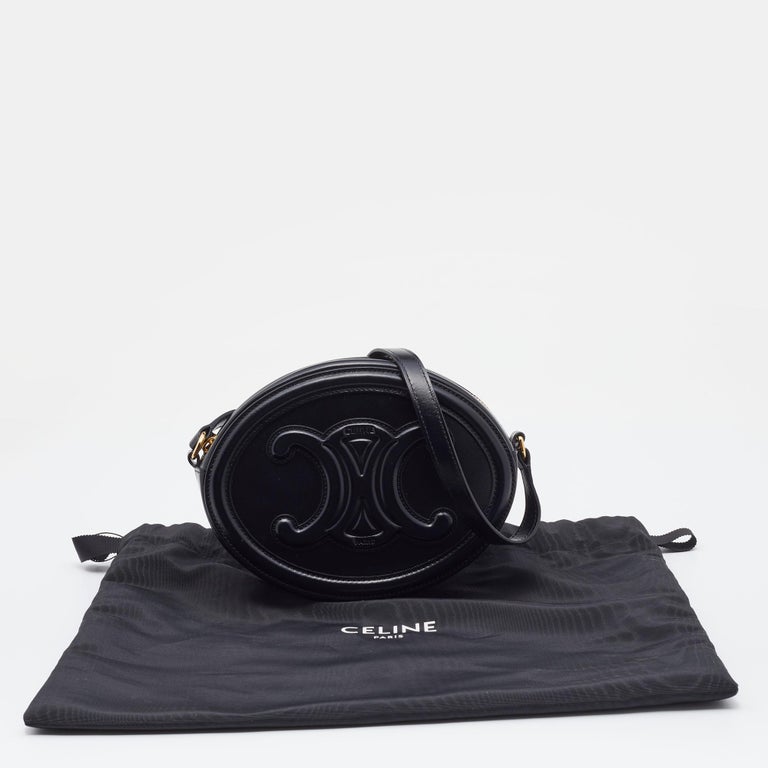 Celine Black Leather Cuir Triomphe Oval Crossbody Bag at 1stDibs