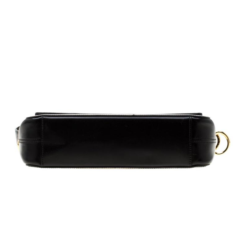 Celine Black Leather Flap Shoulder Bag For Sale at 1stDibs