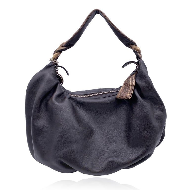 Celine Black Leather Half Moon Hobo Shoulder Bag Tote For Sale at 1stDibs