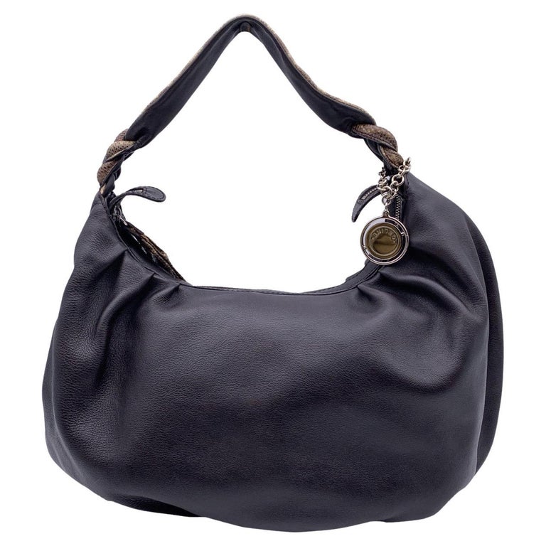 Celine Black Leather Half Moon Hobo Shoulder Bag Tote For Sale at 1stDibs