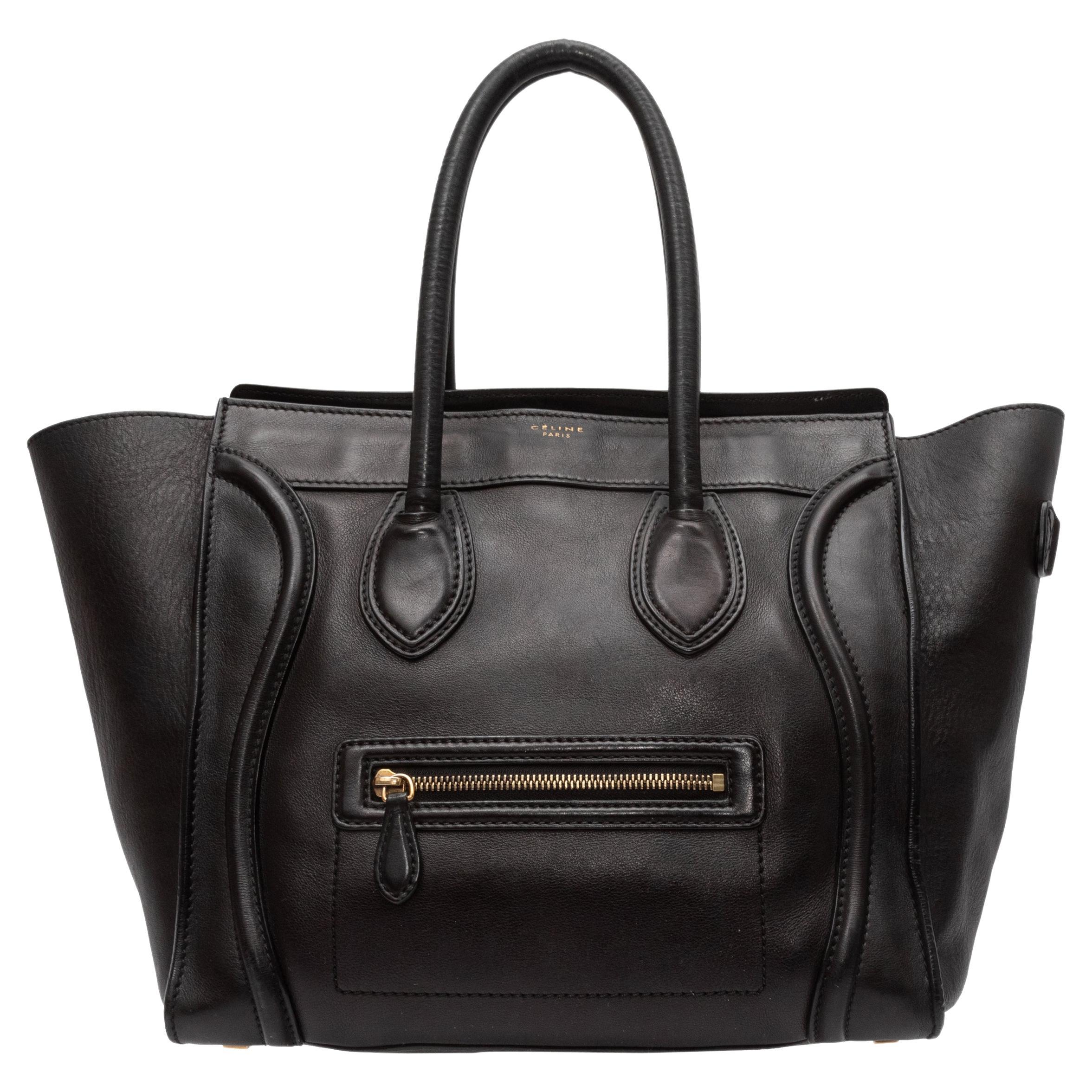 Celine Black Leather Luggage Bag For Sale at 1stDibs