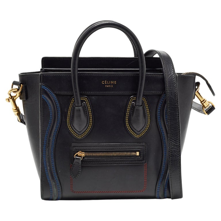Céline Black Leather Nano Luggage Tote For Sale at 1stDibs