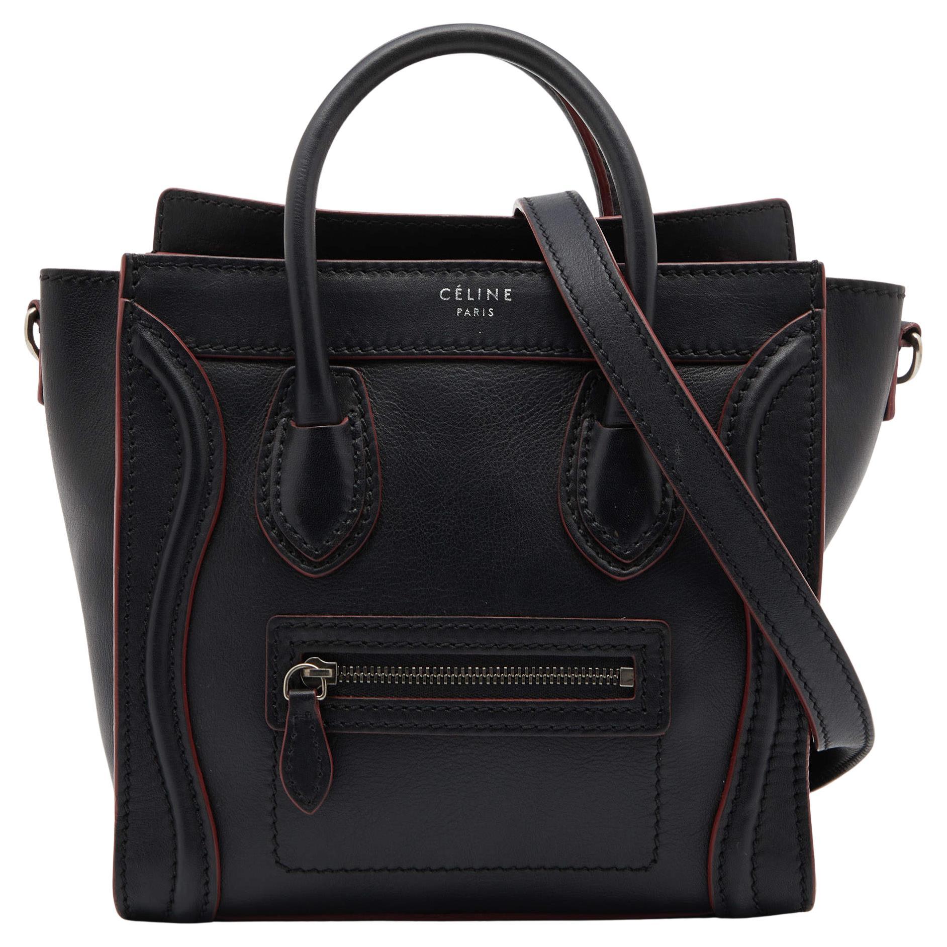 Celine Black Leather Nano Luggage Tote For Sale at 1stDibs