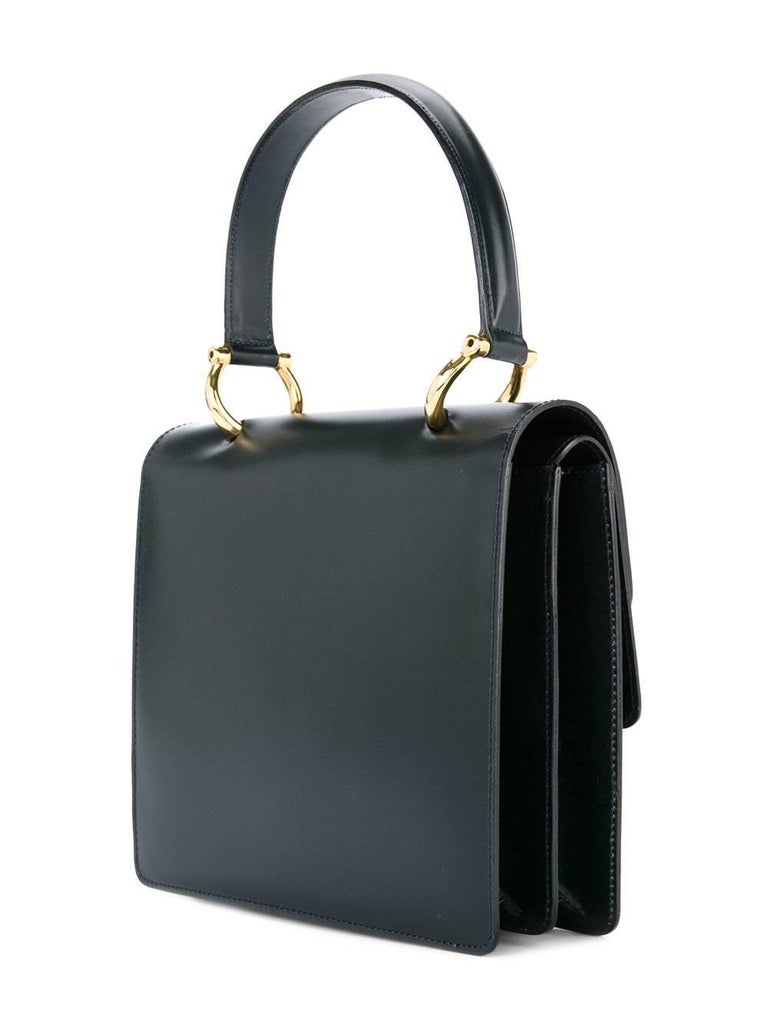 Celine Black Leather Toggle Kelly Style Evening Top Handle Satchel Bag ...