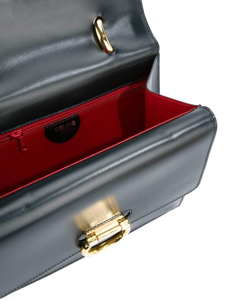 Celine Black Leather Toggle Kelly Style Evening Top Handle Satchel Bag ...