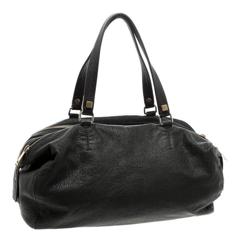 Celine Black Pebbled Leather Triple Zip Satchel at 1stDibs | celine ...
