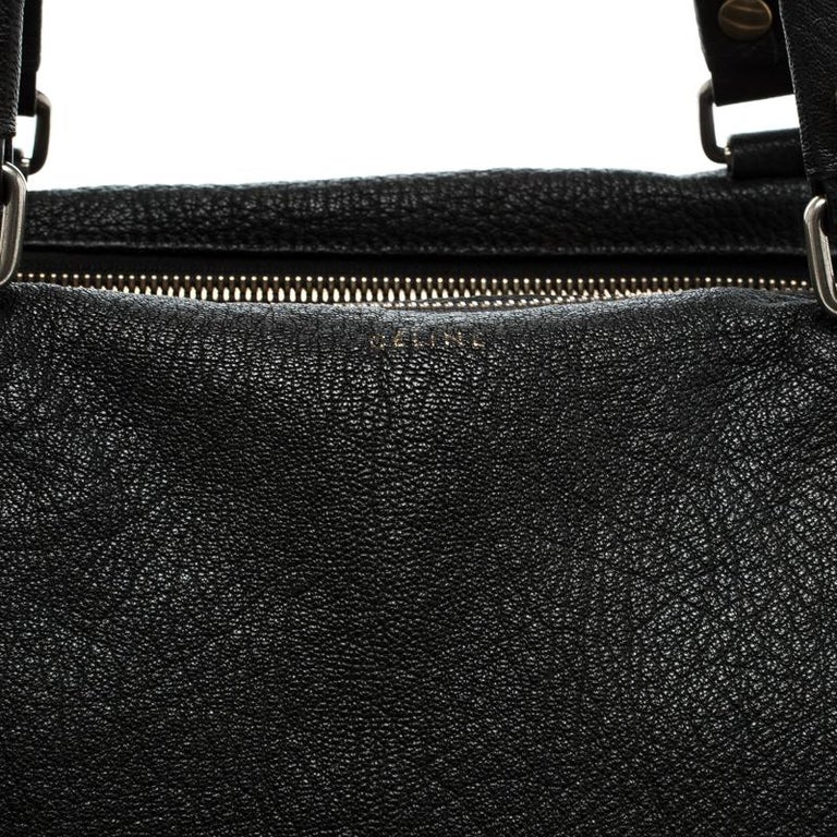 Celine Black Pebbled Leather Triple Zip Satchel at 1stDibs | celine ...