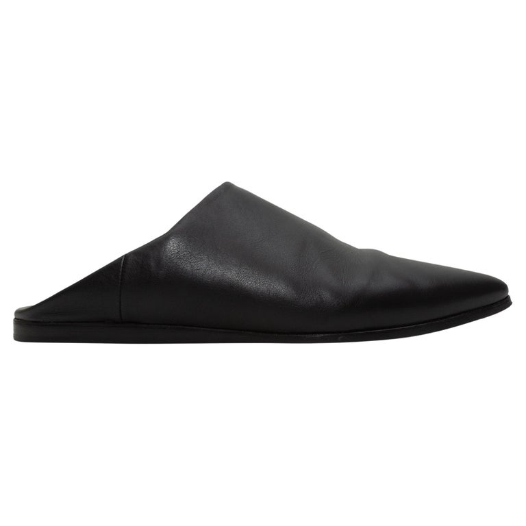 Celine Black Pointed-Toe Leather Mules For Sale at 1stDibs
