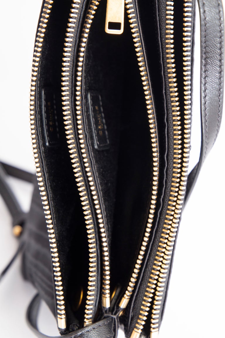 CELINE black SEQUIN EMBELLISHED TRIO SMALL Crossbody Bag For Sale at ...
