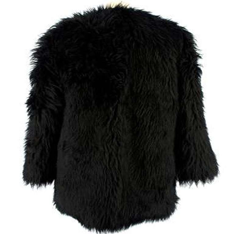 Celine Black Shaggy Mid-Length Shearling Coat For Sale at 1stDibs